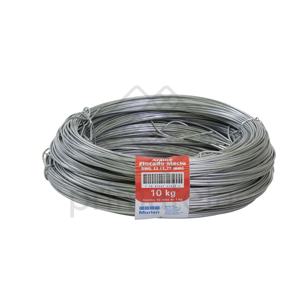 ARAME GALVANIZADO FIO 2,77mm (BWG 12) EMBALAGEM 1 kg MORLAN