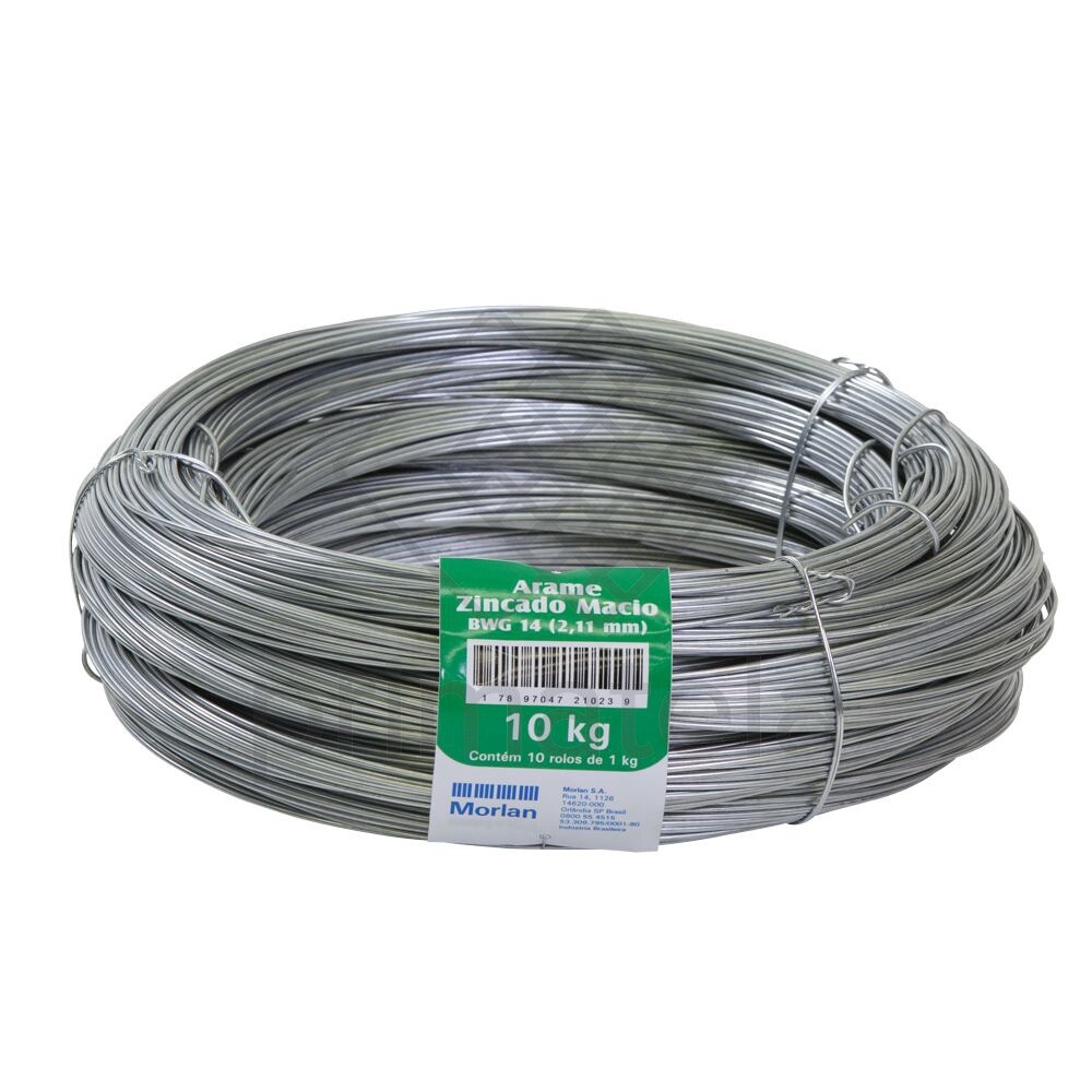 ARAME GALVANIZADO FIO 2,11mm (BWG 14) EMBALAGEM 1 kg MORLAN