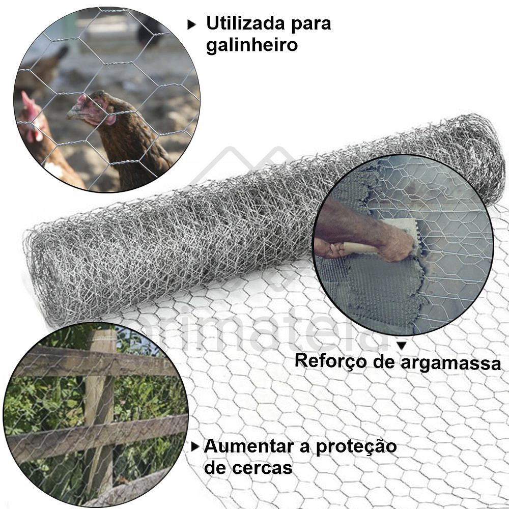 TELA HEXAGONAL GALV. GALINHEIRO MALHA 2 FIO 23 - 1,50x5m