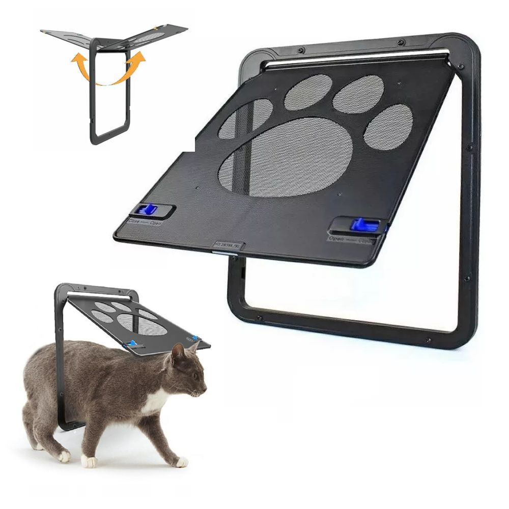 PORTA DE PASSAGEM DE GATOS, EM NYLON, NA COR PRETA, COM MEDIDAS DE ...