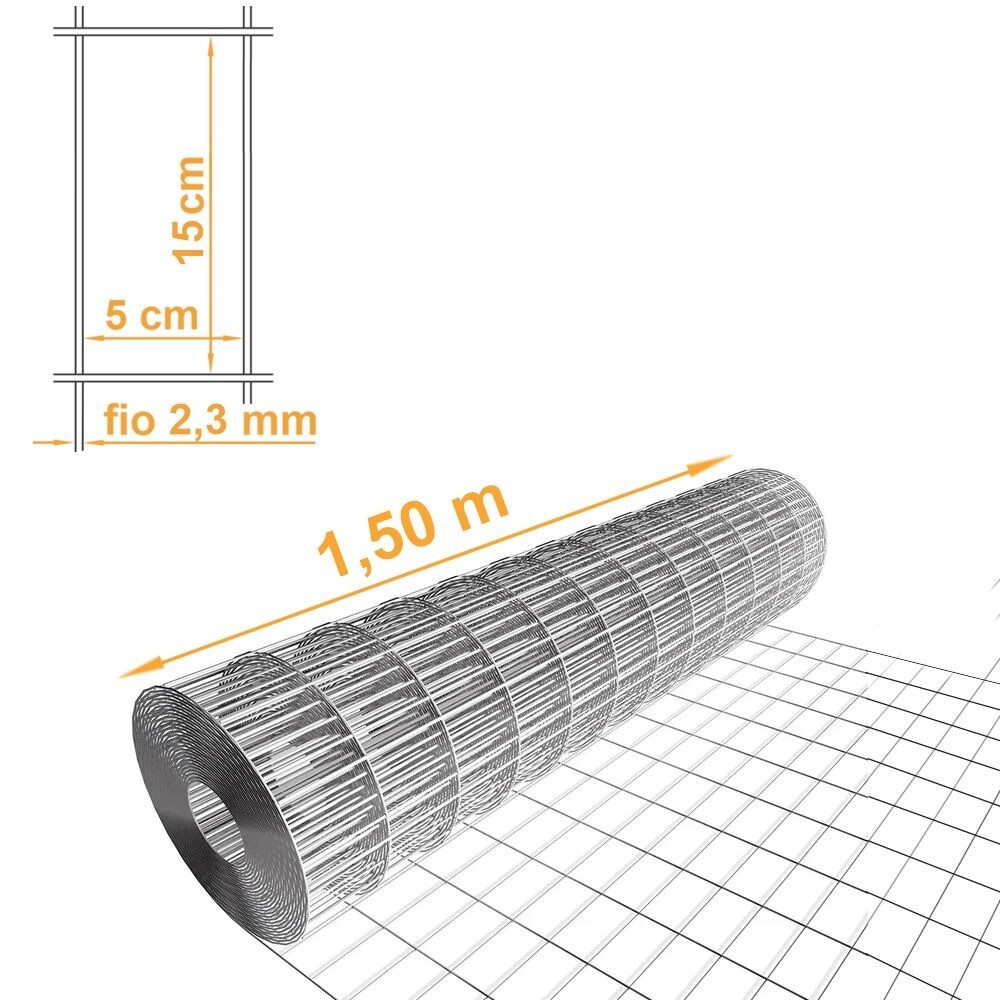 Tela Soldada Segurança Galv. ZN3 Malha 15x5cm Fio 2,30mm MORLAN - 1,50x5m