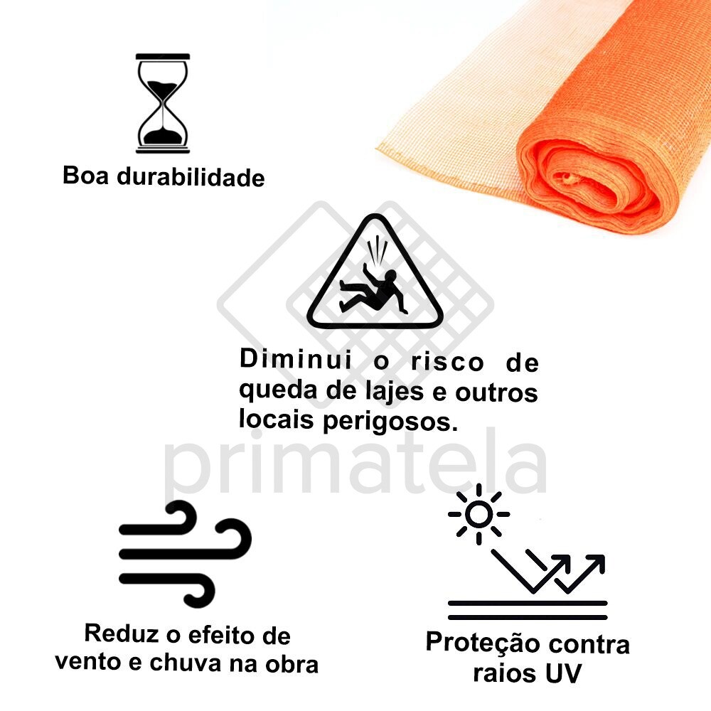 Tela Tapume 37 g/m² Laranja - 1,20x10m