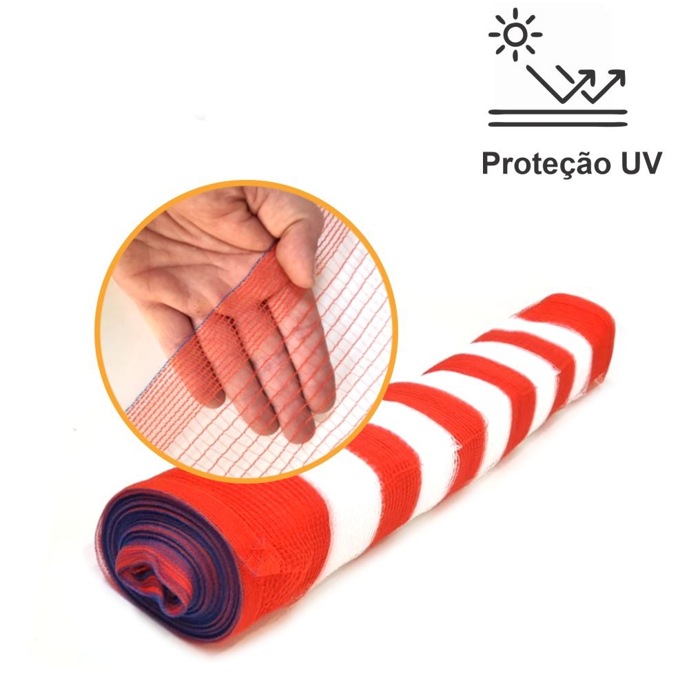 Tela Tapume Laranja e Branco Leve Altura 1,20m - 1,20x50m