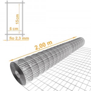 Tela Soldada Segurança Galv. ZN3 Malha 15x5cm Fio 2,30mm MORLAN - 2,00x10m